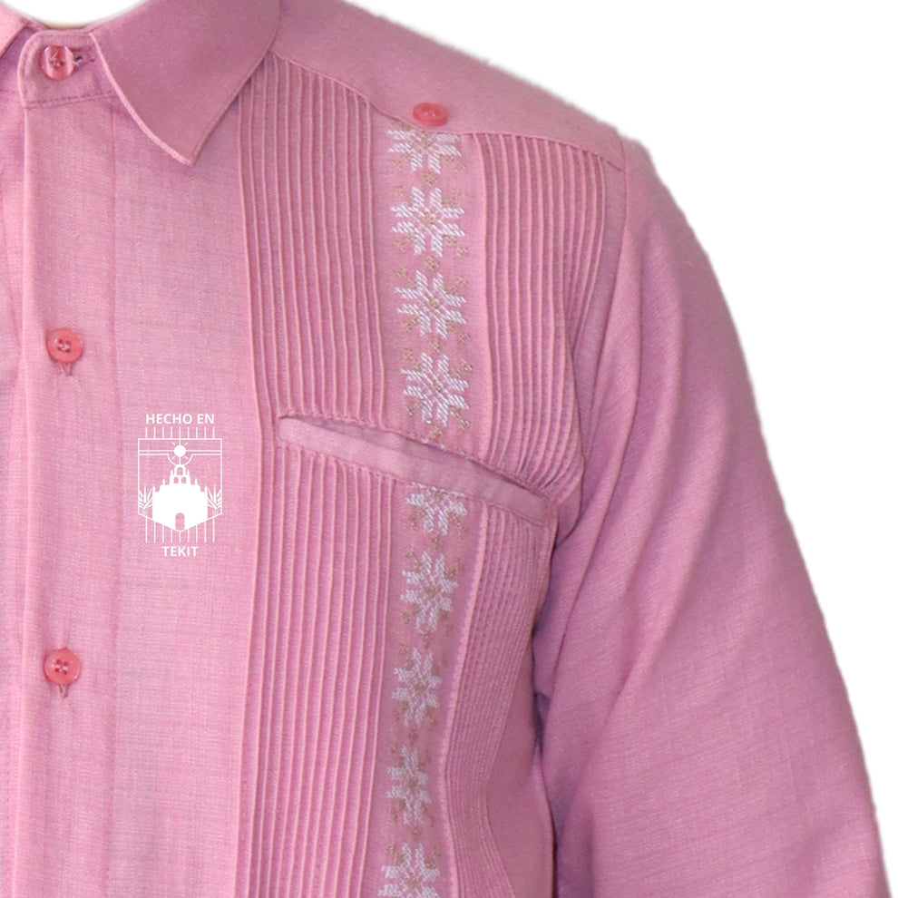 Guayabera Caballero Teya Manga Larga en Tela Lino Flame – Guayaberas D’Mech